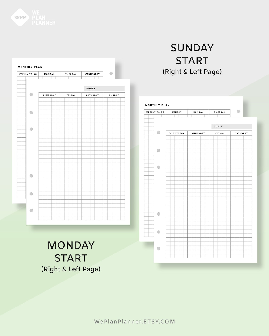 A6 Monthly Schedule Planner Printable on Two Pages Sunday & - Etsy