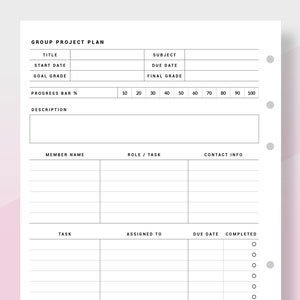 Study Group Project Management Plan Student Planner College School Team ...