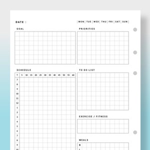 Printable Grid Daily Task Planner timetable Minimalist - Etsy