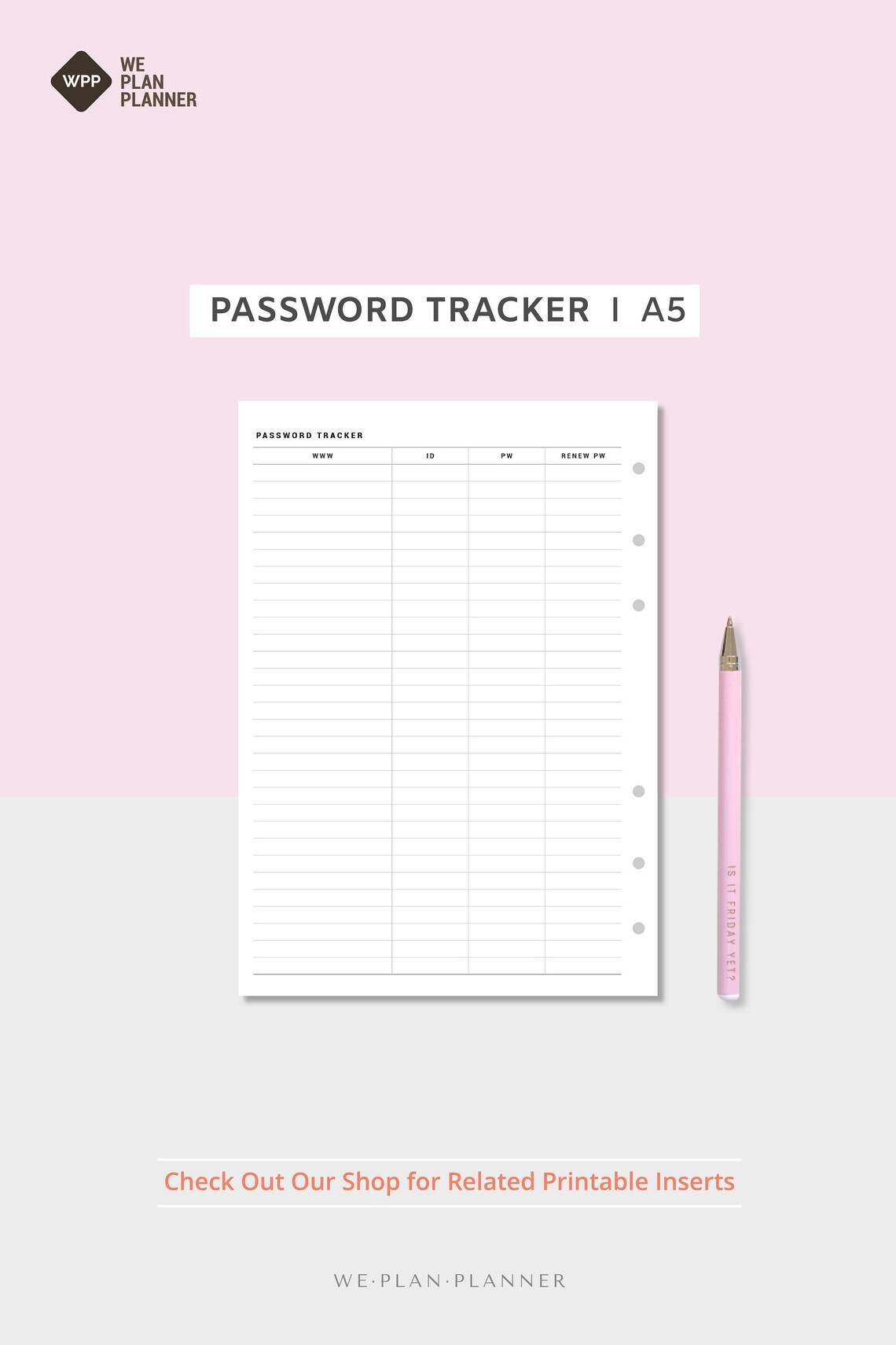 Password Tracker on 1 Page Printable Planner Inserts Page | Etsy