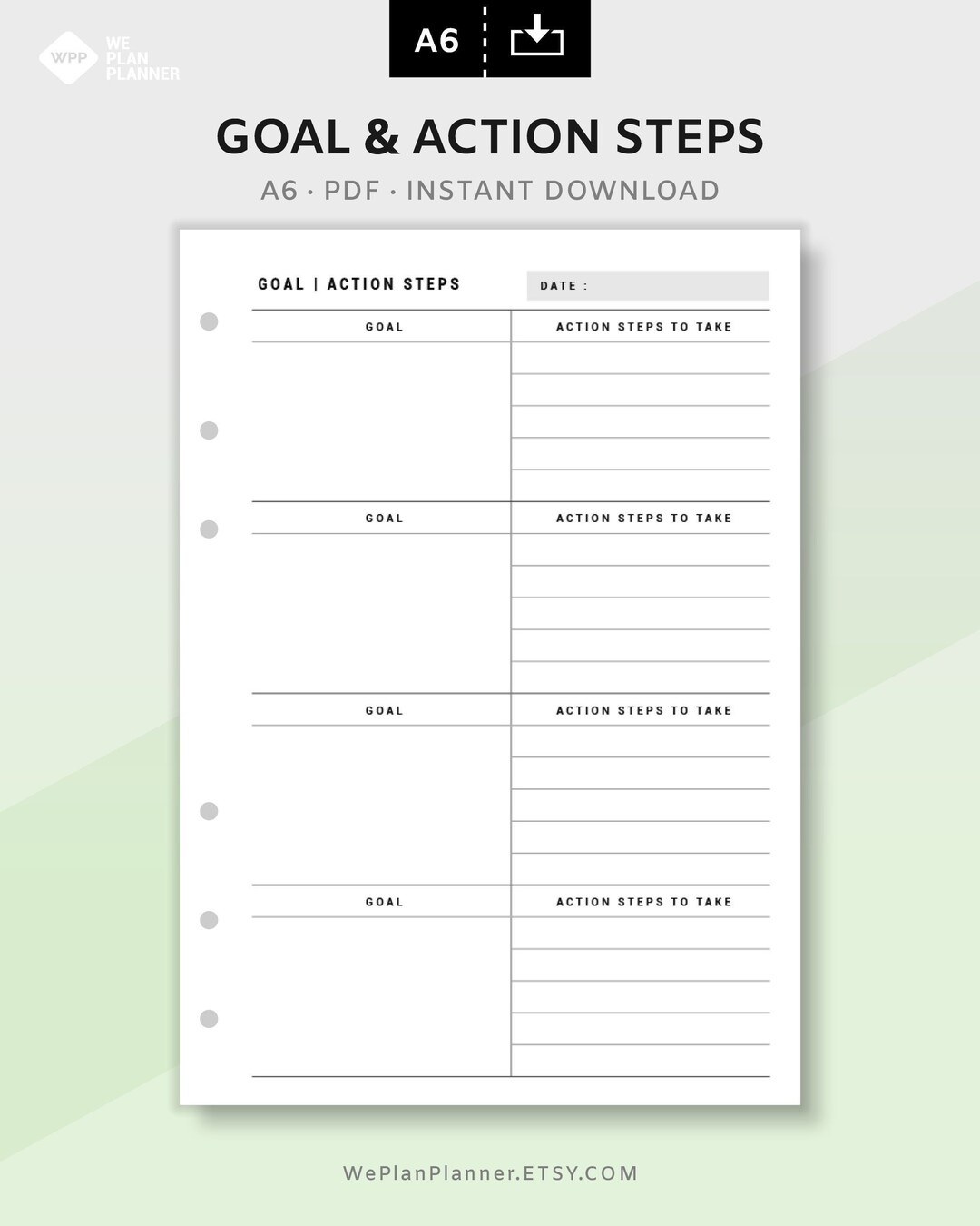 Goal Setting Planner Printable Goal Action Plan Goal Planning Goal ...