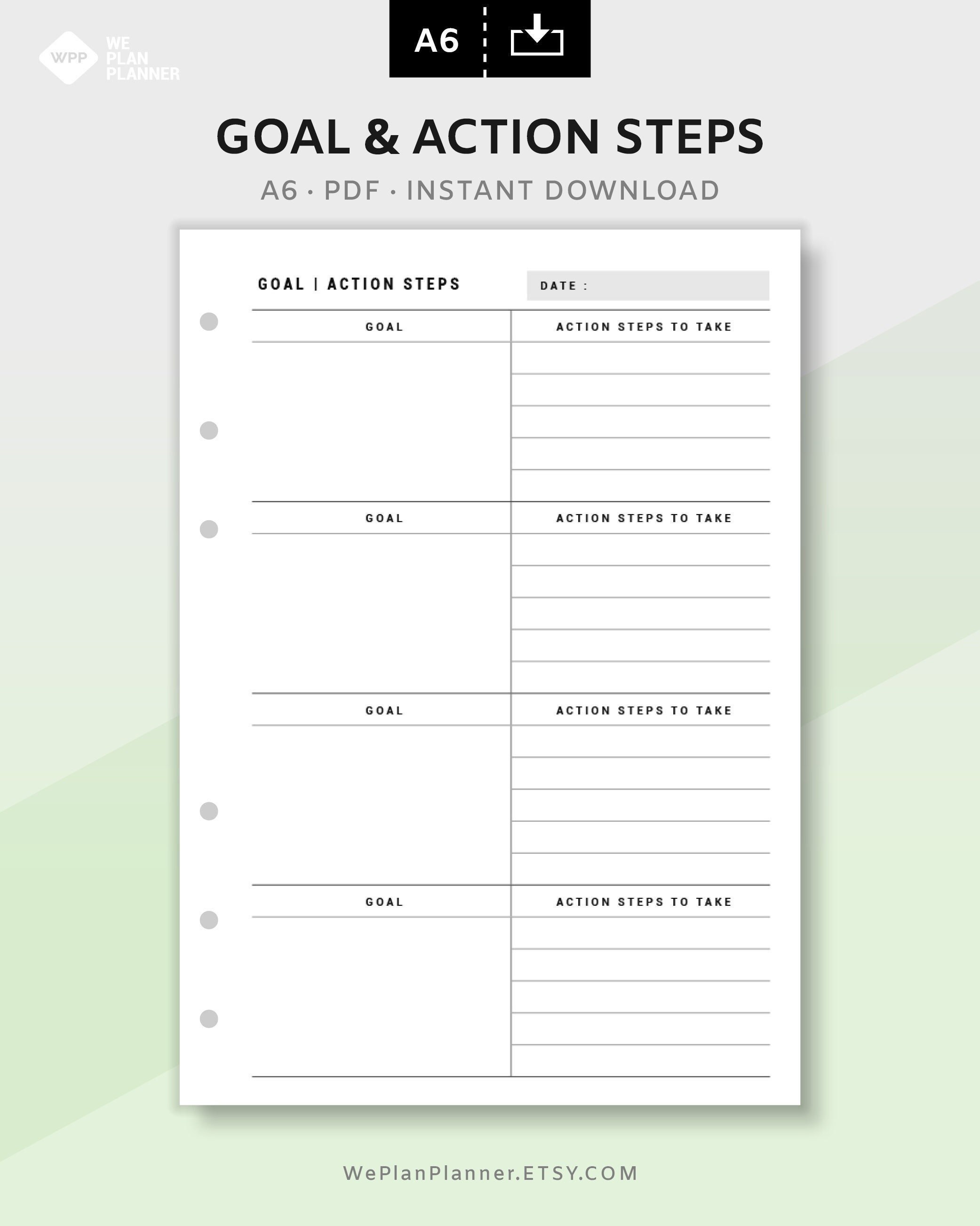 Goal Setting Planner Printable Goal Action Plan Goal - Etsy