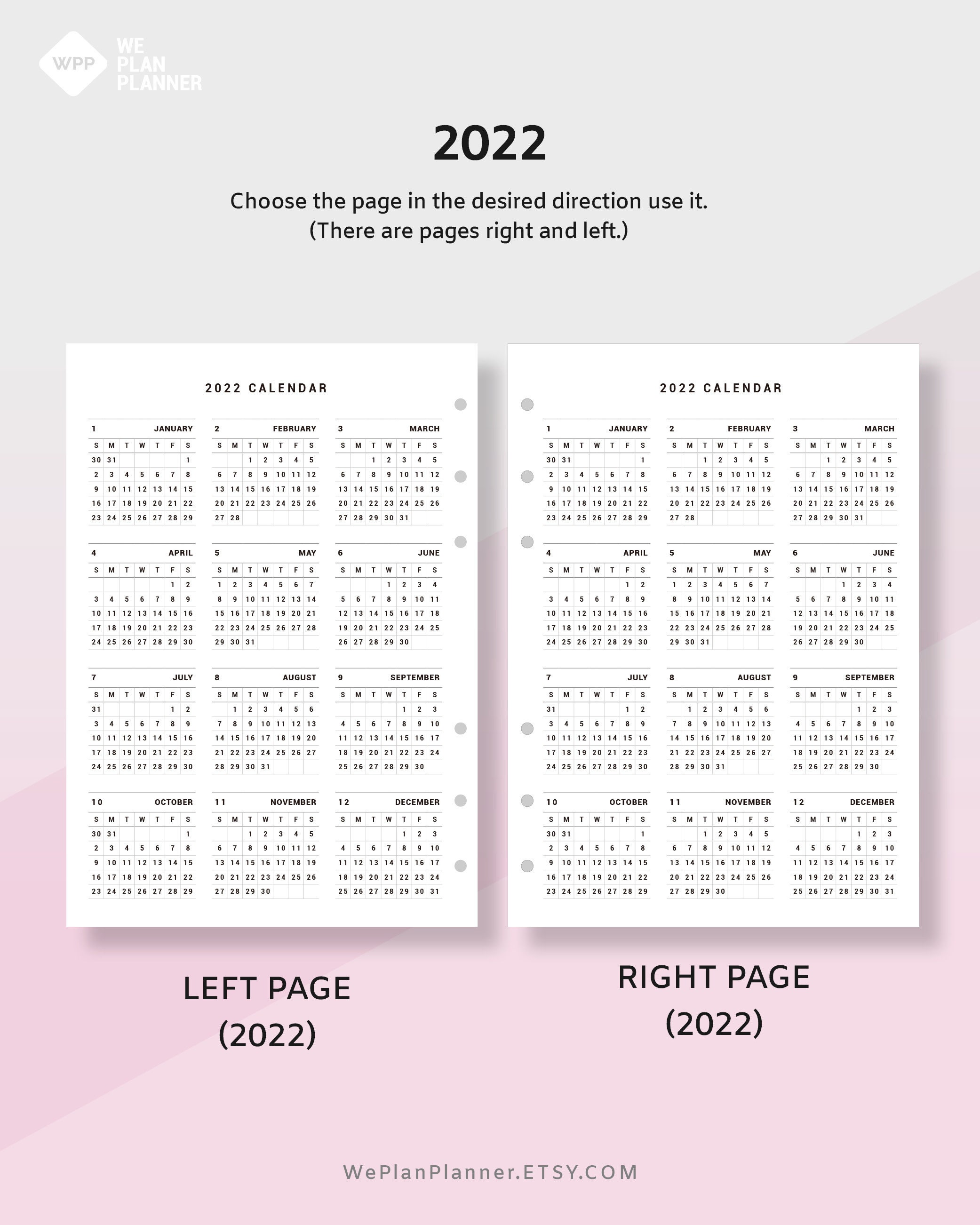 Printable 2022-2023 Calendar Yearly Overview Planner Year at - Etsy