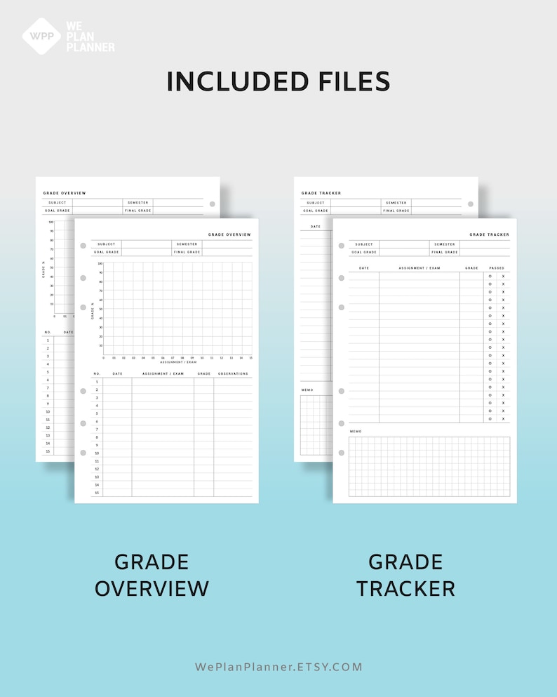 Grade Tracker | Grade Overview College Student Planner | Study Planner ...
