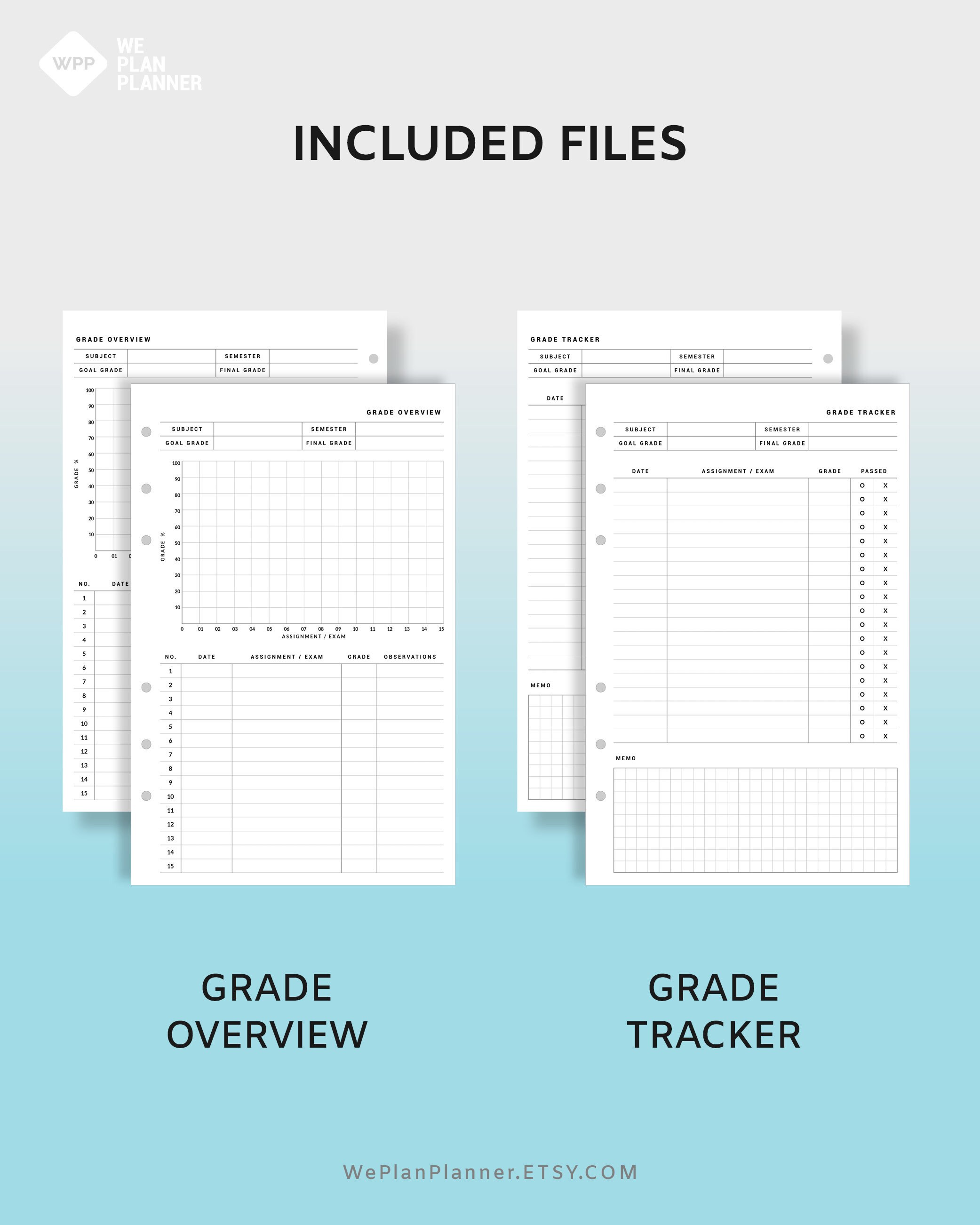 Grade Tracker | Grade Overview College Student Planner | Study Planner ...