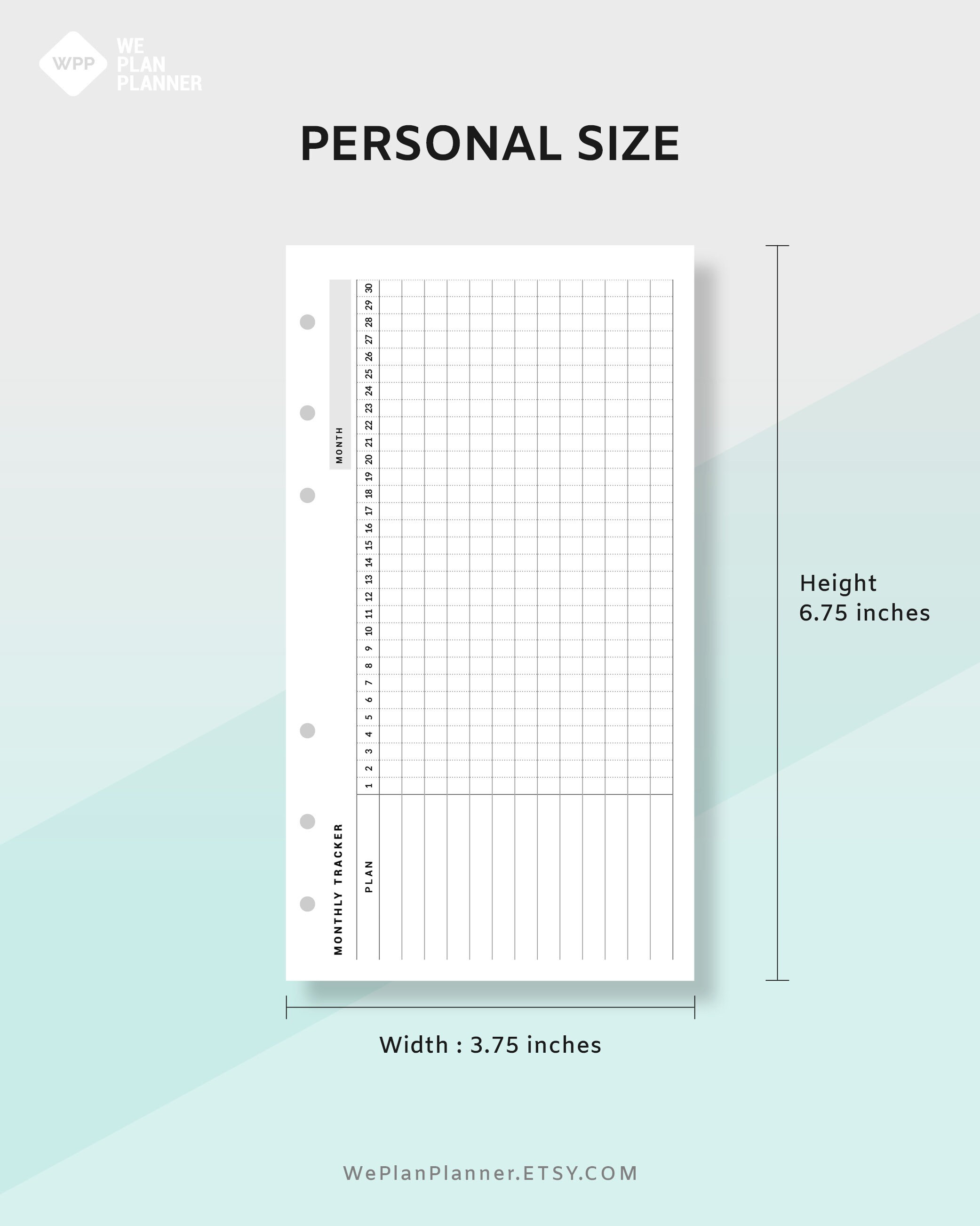 Monthly Habit Goal Tracker Printable Personal Planner Inserts 31 Days ...