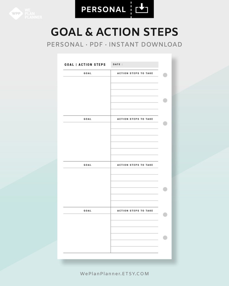 Goal Setting Planner | Printable Goal Action Plan | Goal Planning ...