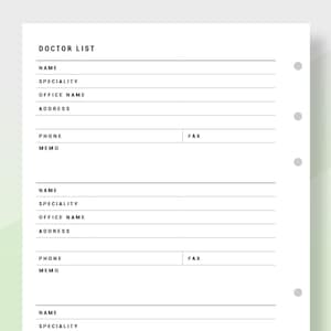 Doctor Contacts List | Doctor Info Insert Page | Hospital List ...