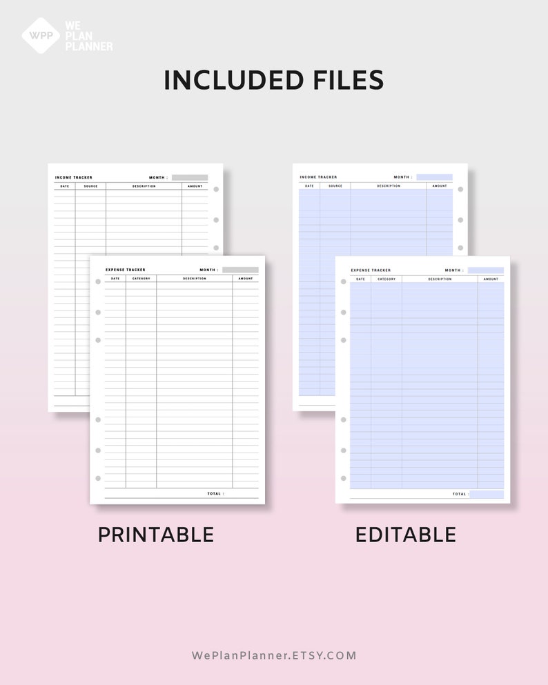 Income & Expense Tracker Printable Planner Fillable Business - Etsy Canada