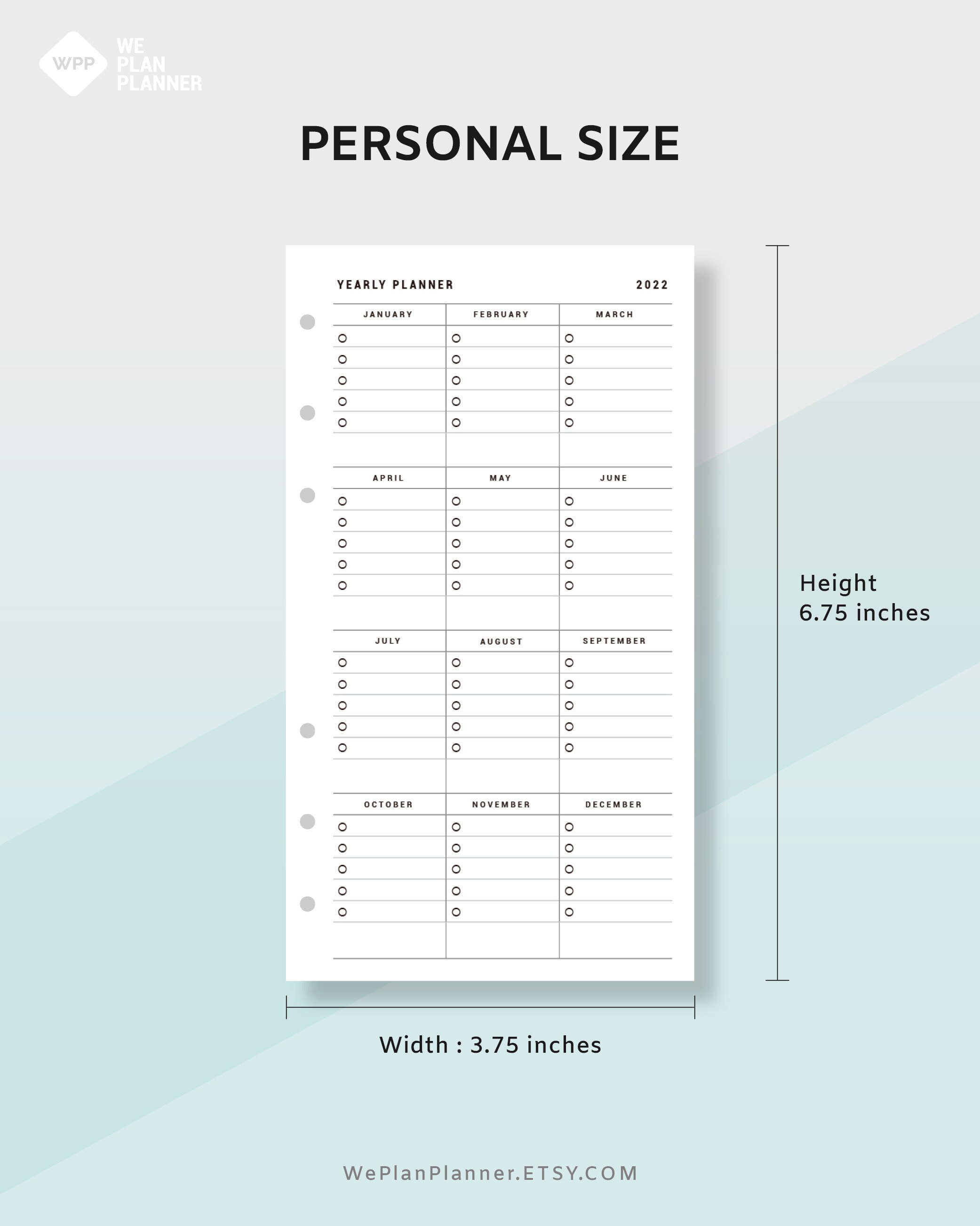 Printable 2022-2023 Yearly Overview Planner Yearly Checklist Year at a ...