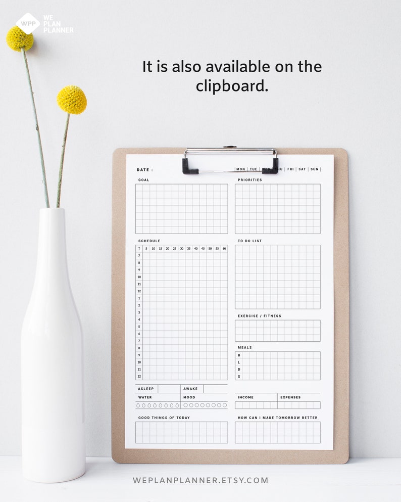 Printable Grid Daily Task Planner timetable Minimalist - Etsy