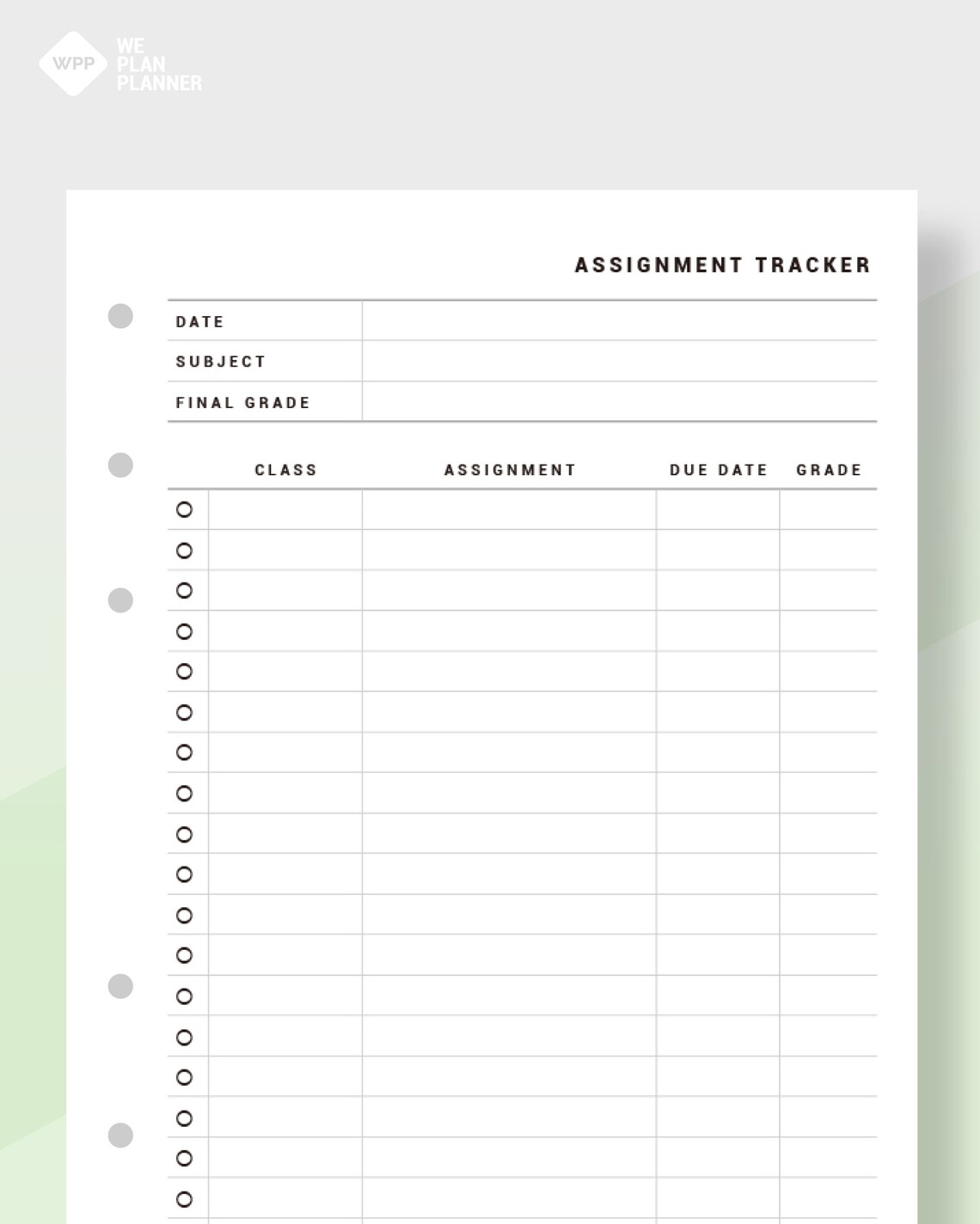Assignment Planner for Student Printable Assignment Tracker | Etsy