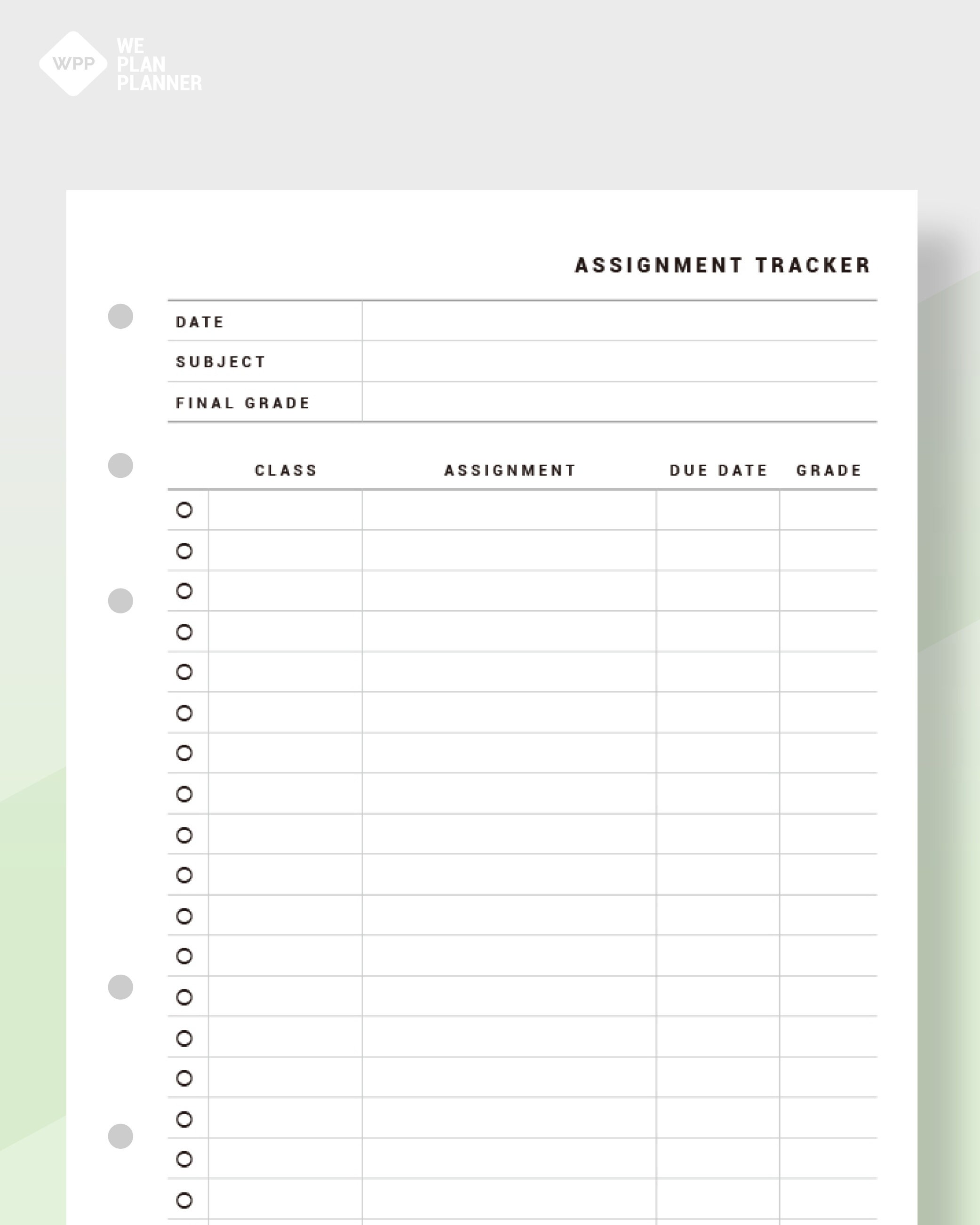 Assignment Planner for Student Printable Assignment Tracker - Etsy