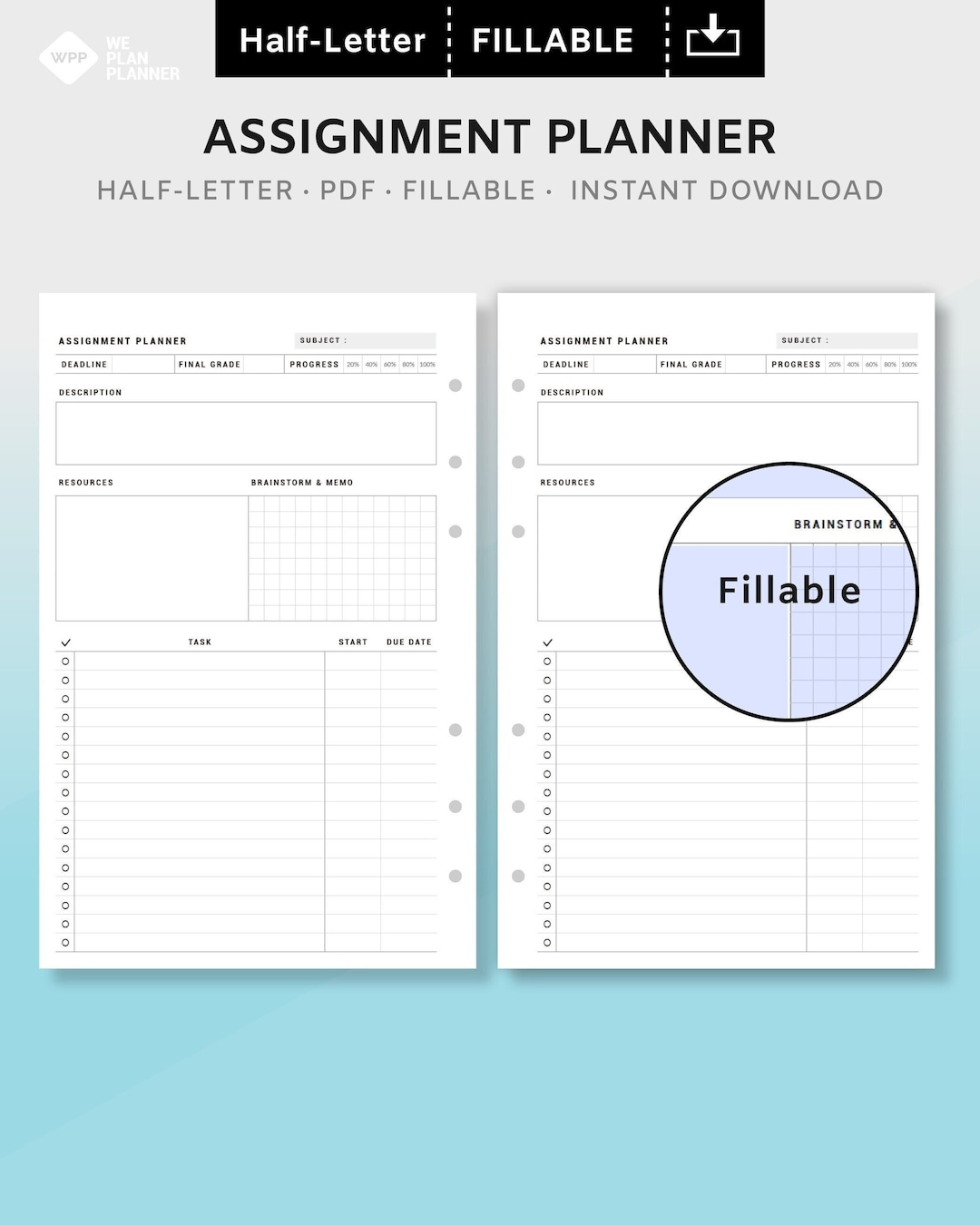 Assignment Planner for Student | Printable Assignment Tracker ...