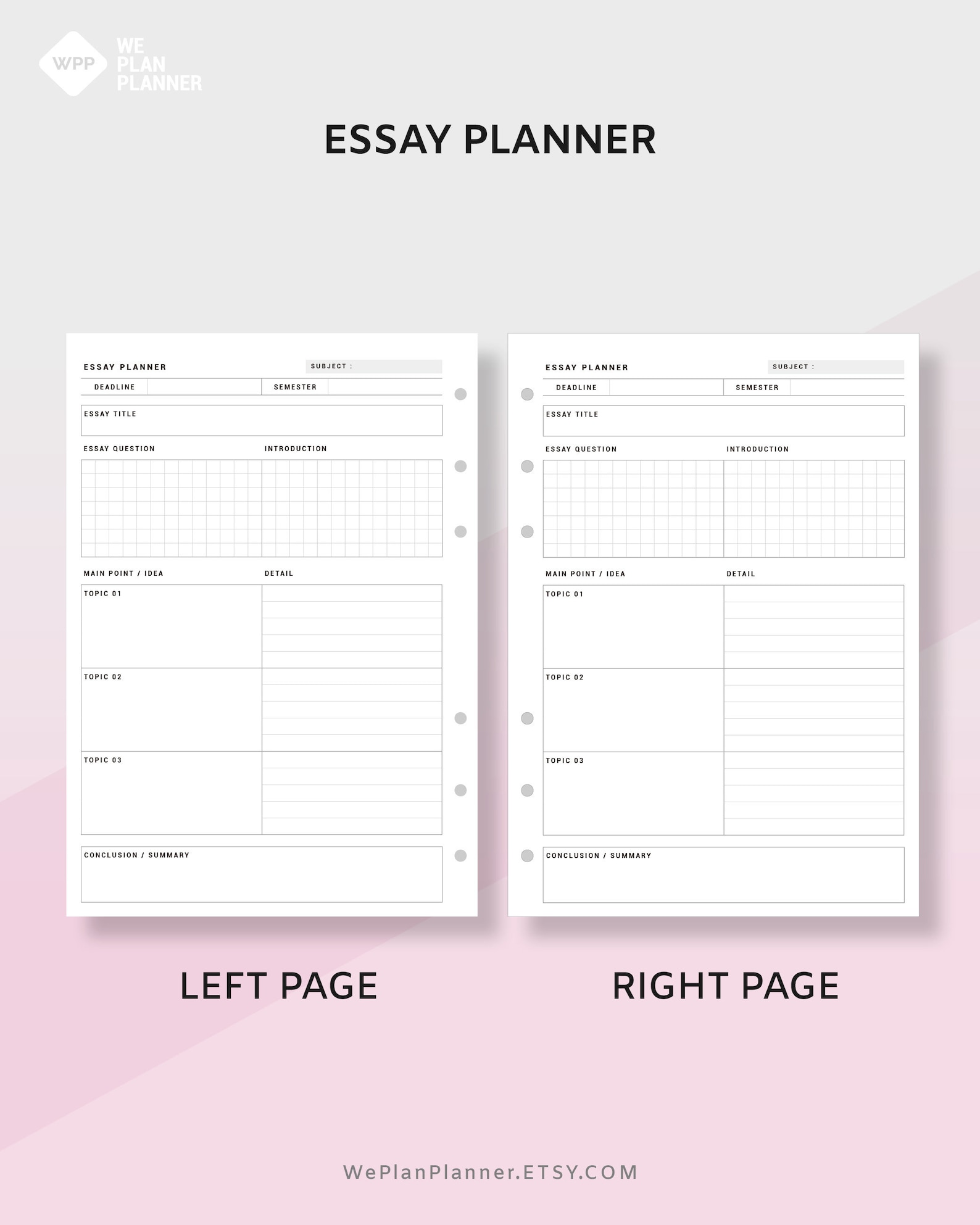 Essay Planner for Student | Printable Essay Writing Template ...
