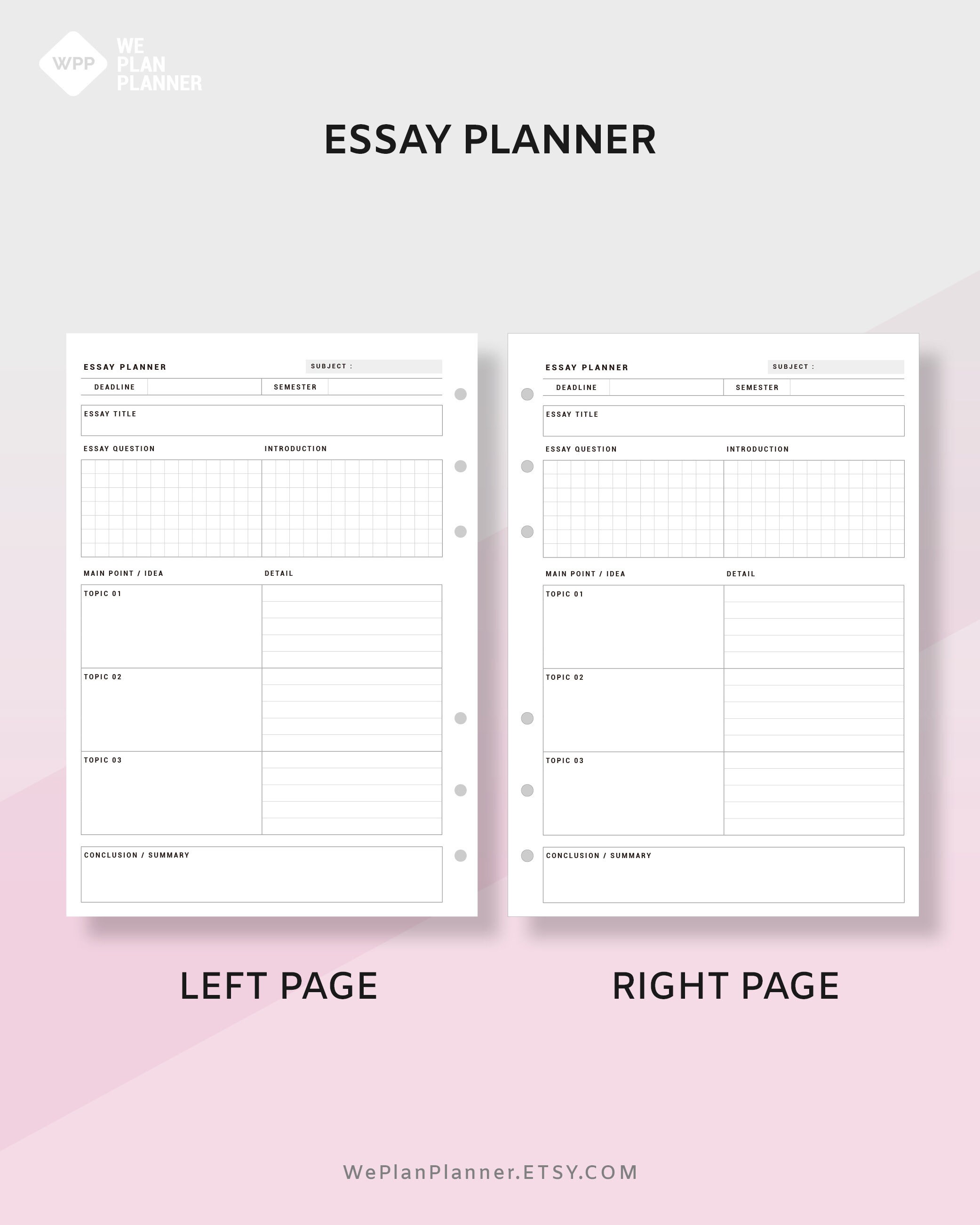 Essay Planner for Student Printable Essay Writing Template - Etsy