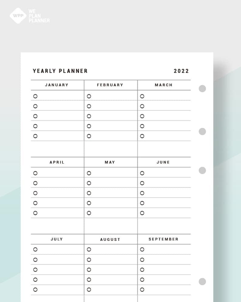 Printable 2022-2023 Yearly Overview Planner | Yearly Checklist | Year ...