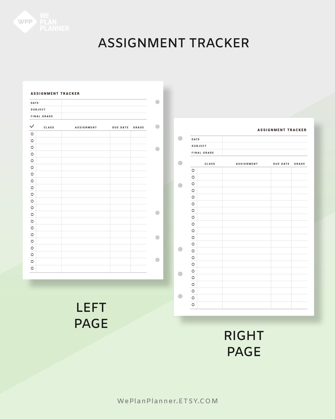 Assignment Planner for Student Printable Assignment Tracker | Etsy