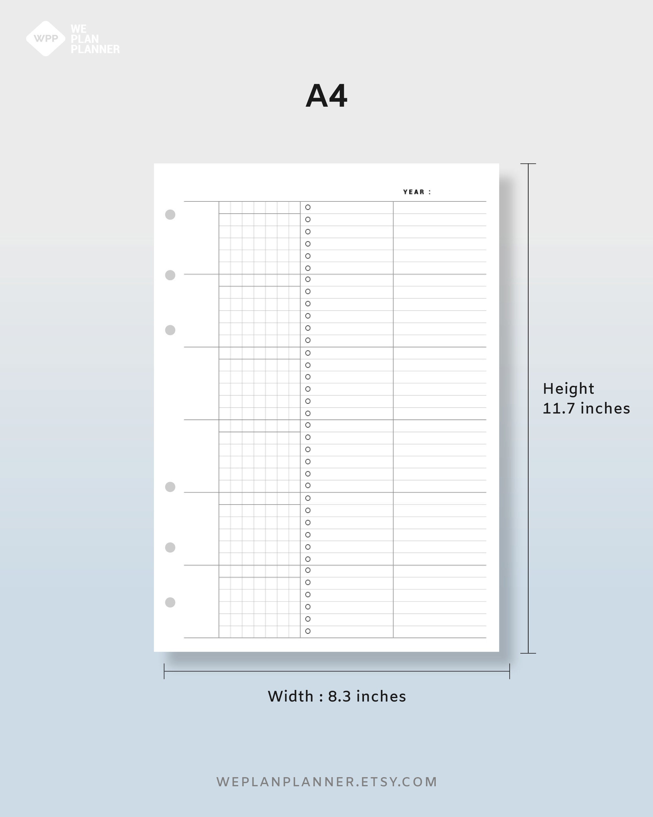 Year at a Glance Printable Undated Yearly Planner Printable - Etsy