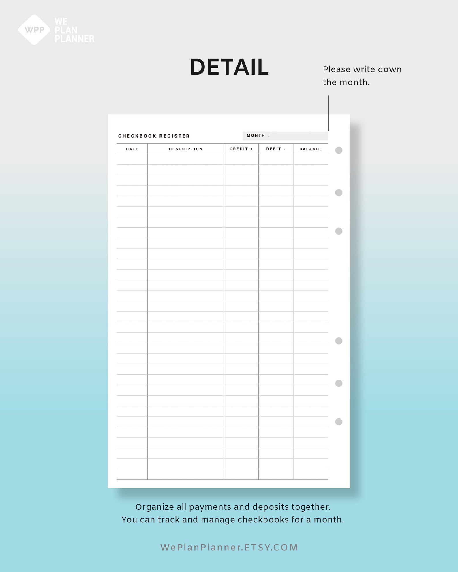Checkbook Register Printable Planner Fillable Check Register - Etsy