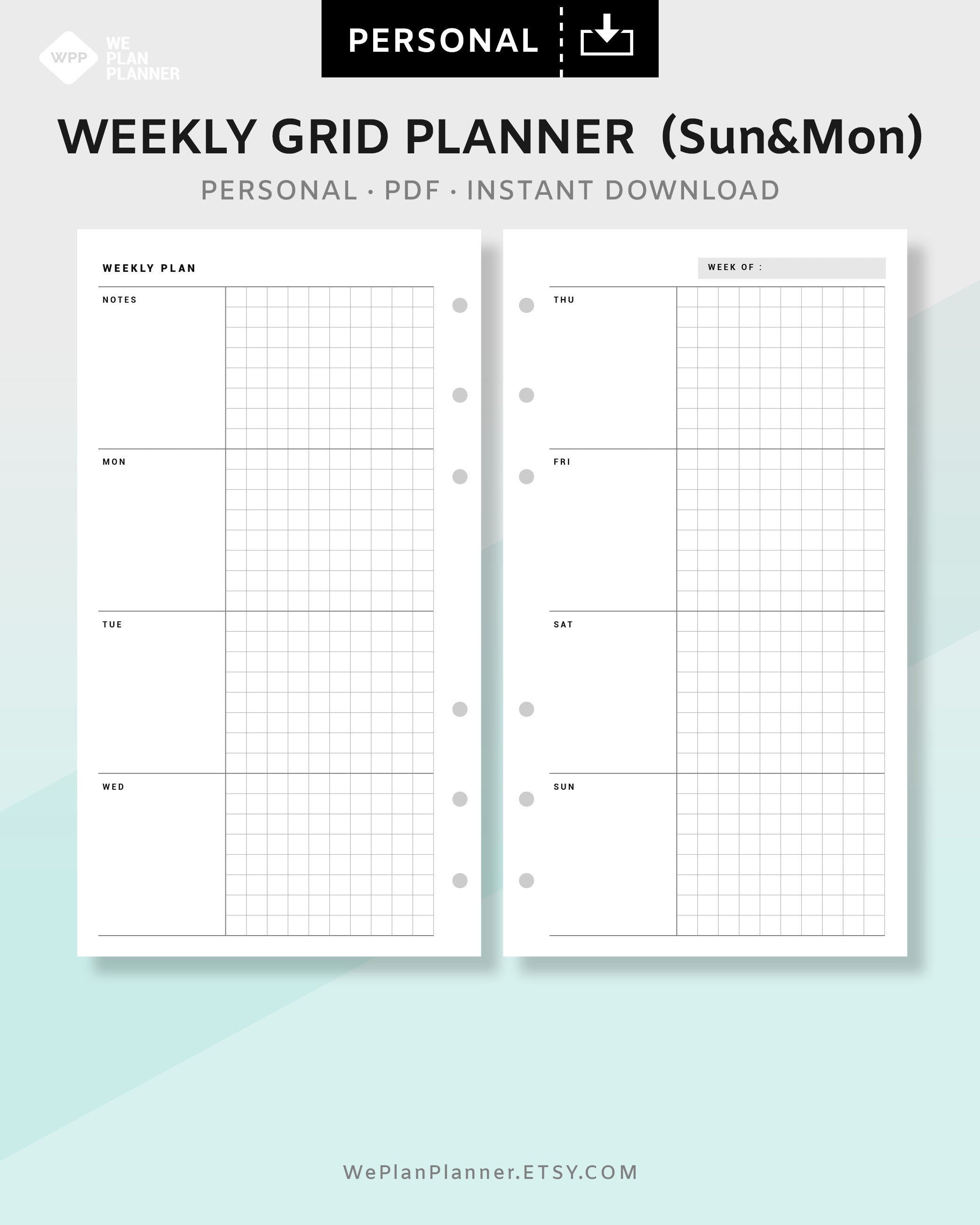 Printable Weekly Schedule Planner Inserts Fillable Week on 2 Page ...