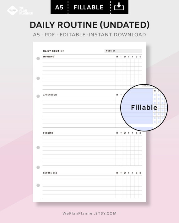 Daily Routine Planner Routine Weekly Habit Goal Tracker | Etsy