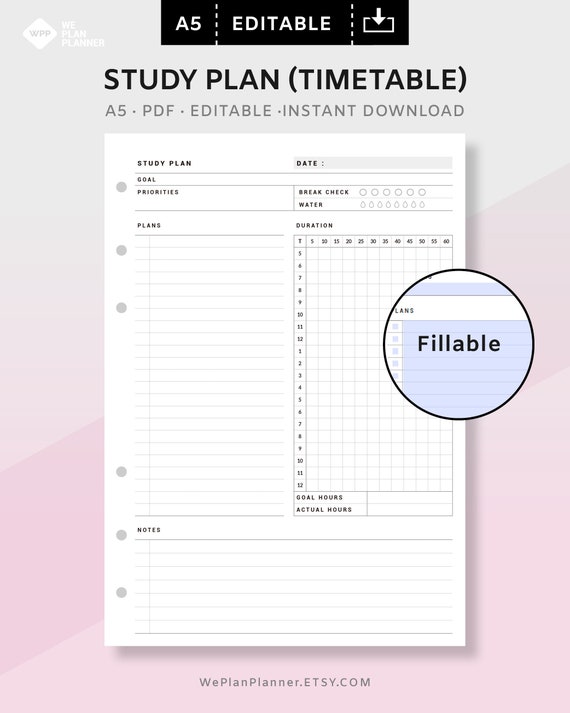 Student Planner Daily Routine Study Timetable Planner for | Etsy
