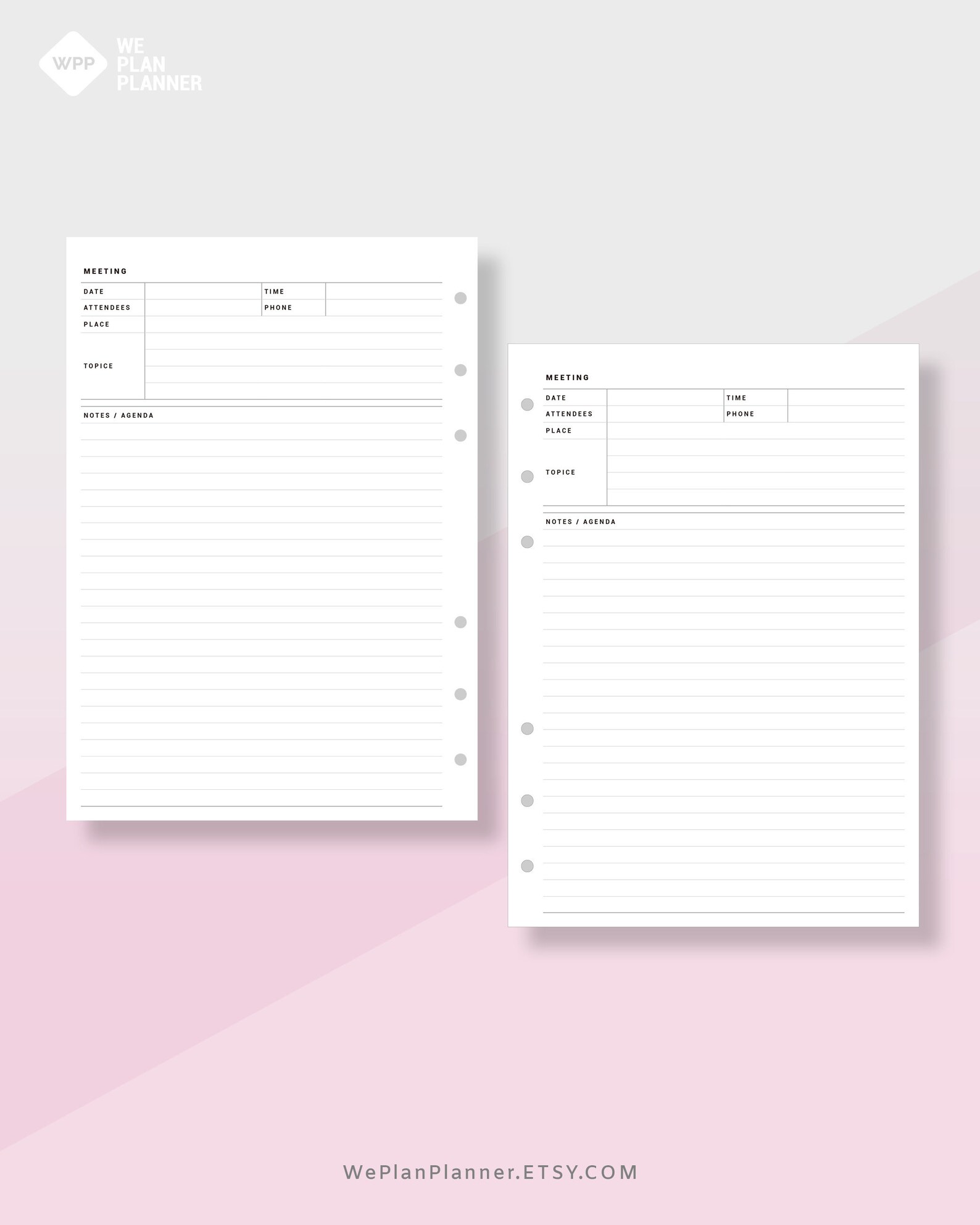 Formal Business Meeting Agenda Planner Template PDF for Work | Fillable ...