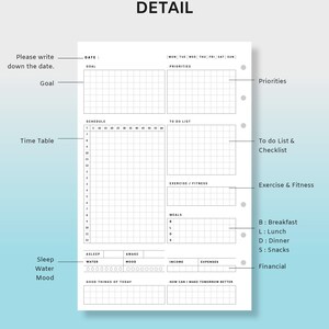 Printable Grid Daily Task Planner timetable Minimalist | Etsy
