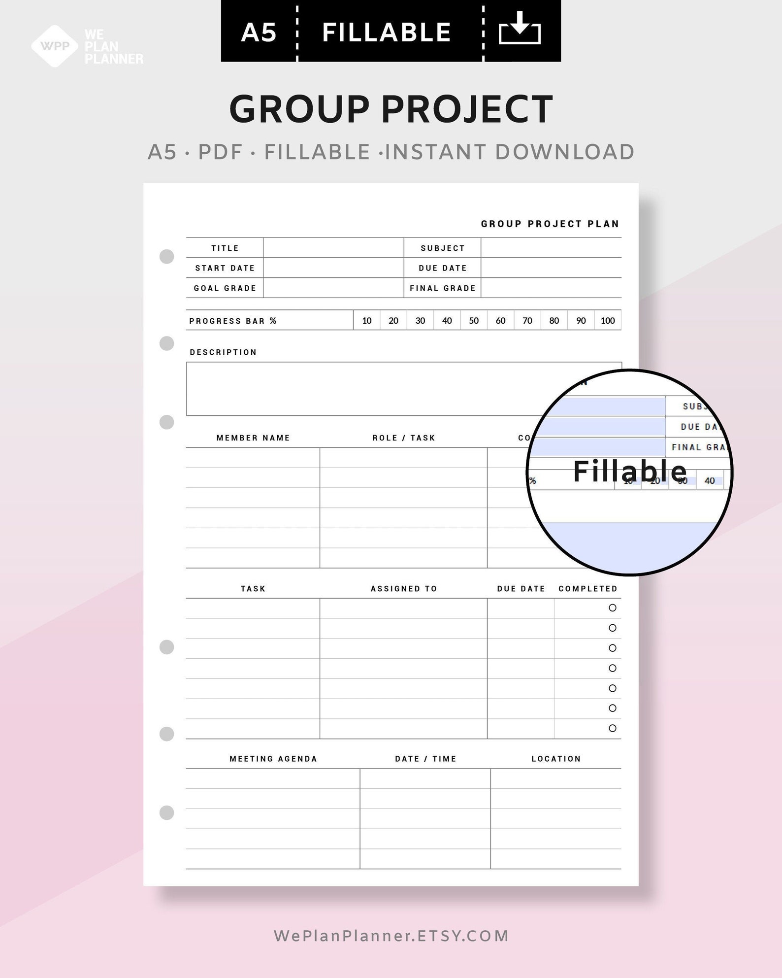 Study Group Project Management Plan Student Planner College School Team ...