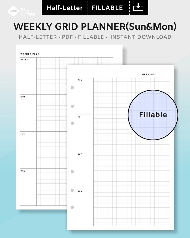 Printable Weekly Schedule Planner Inserts Editable Week on 2 - Etsy