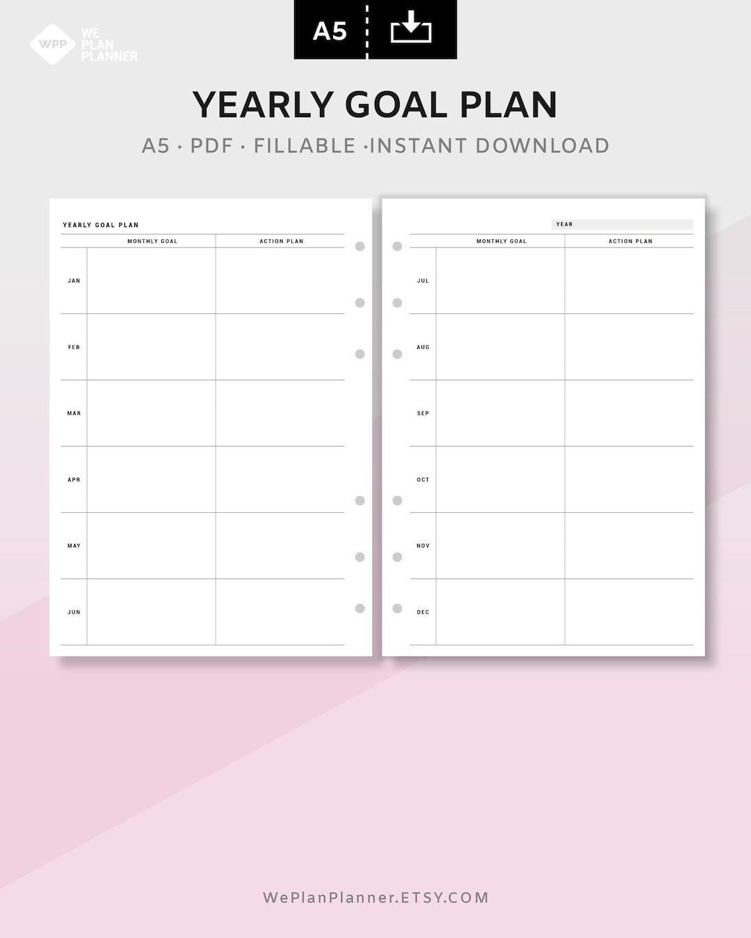 Yearly Goal Planner | Goal Setting | Annual Goal Plan | Goal Action ...