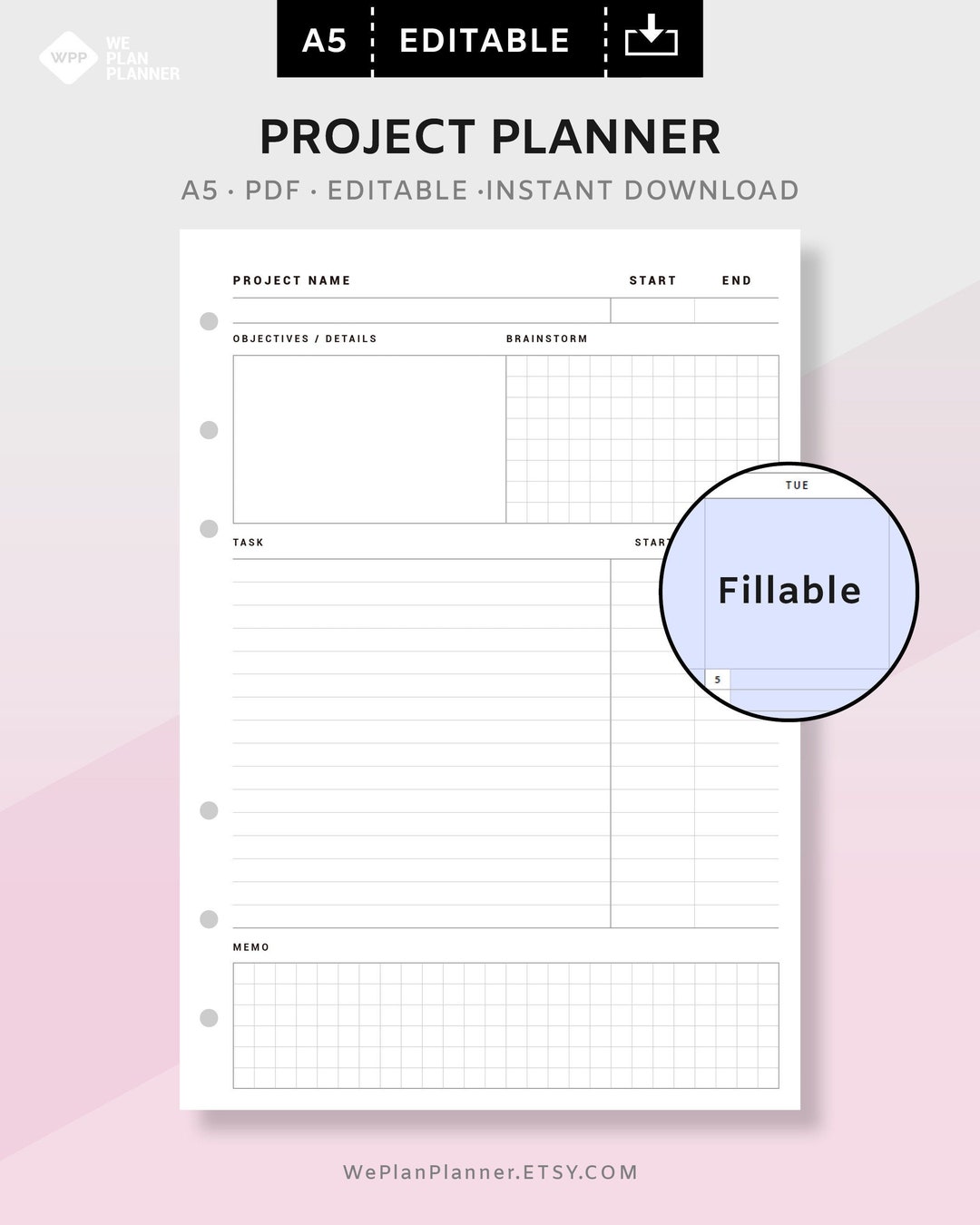 Project Planner | Work Project Management Planner for Business | Gantt ...
