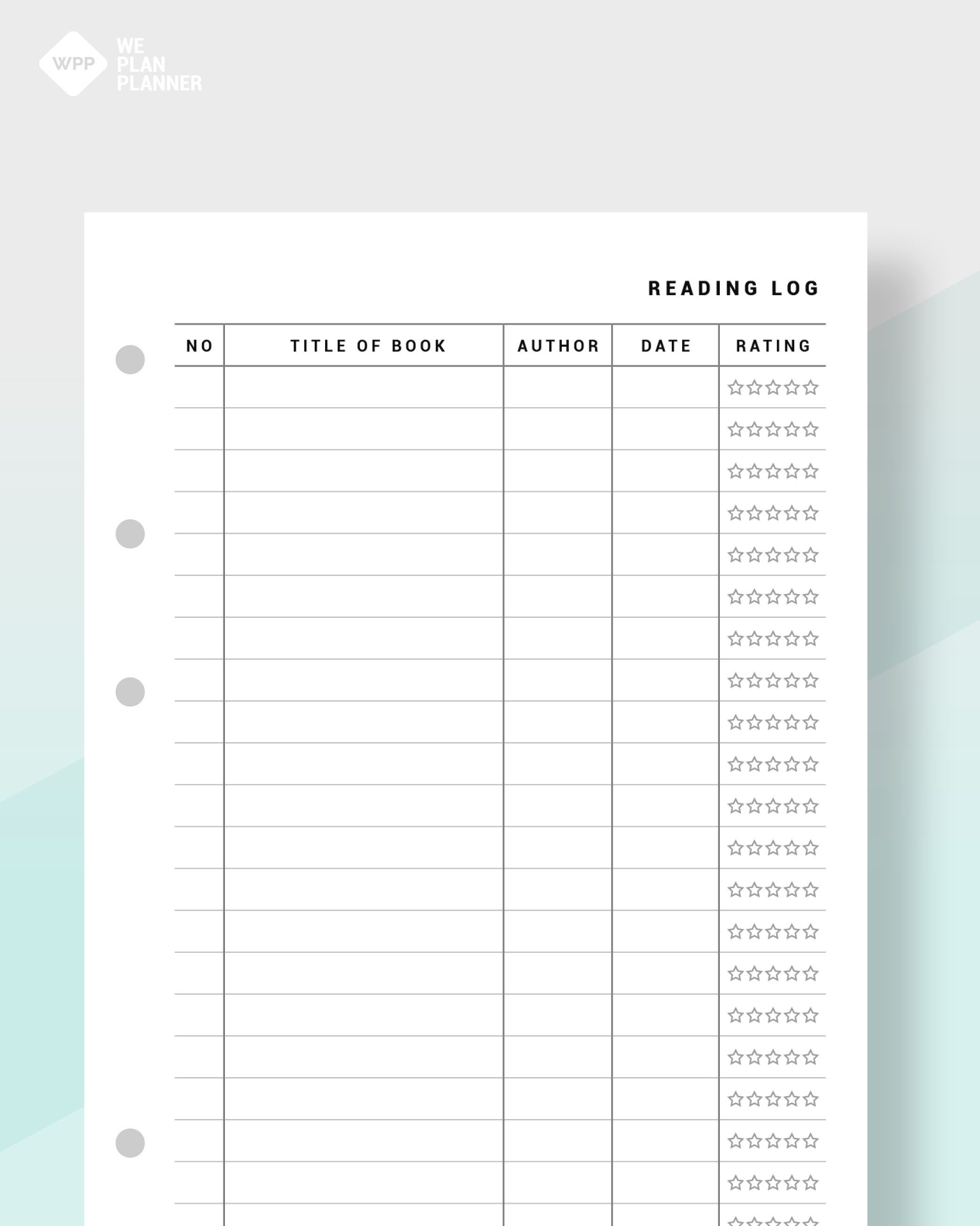 Printable Simple Book Reading Log Planner Inserts Template for Adults ...