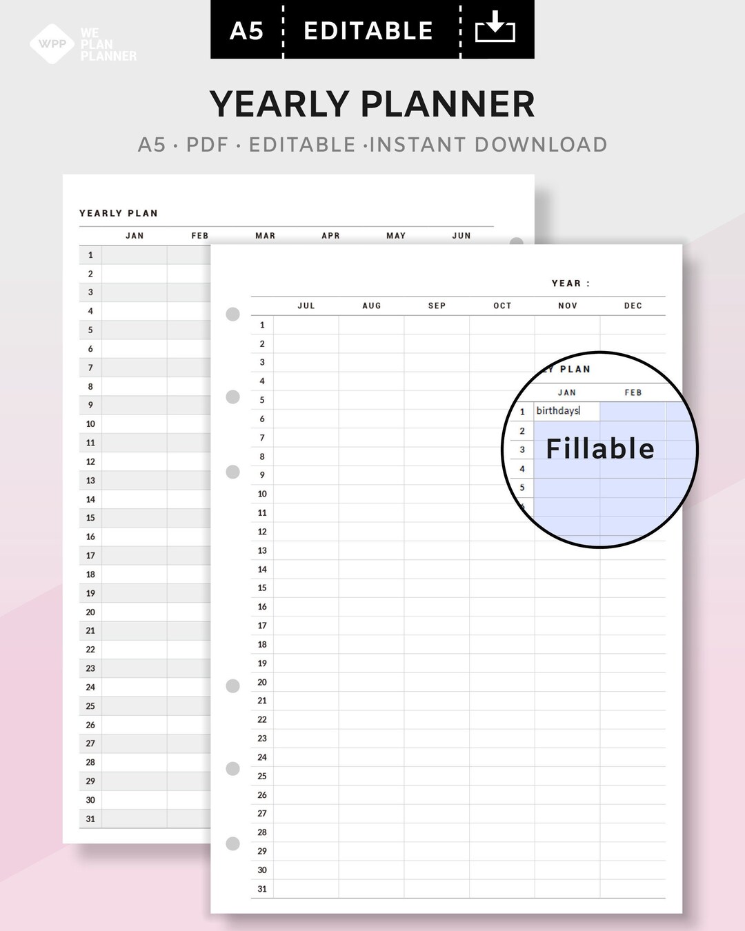 Printable Yearly Planner 2022 Templates Fillable Yearly - Etsy