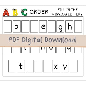 ABC Order, ABC Fill In, Montessori Printable, Homeschool Printable ...