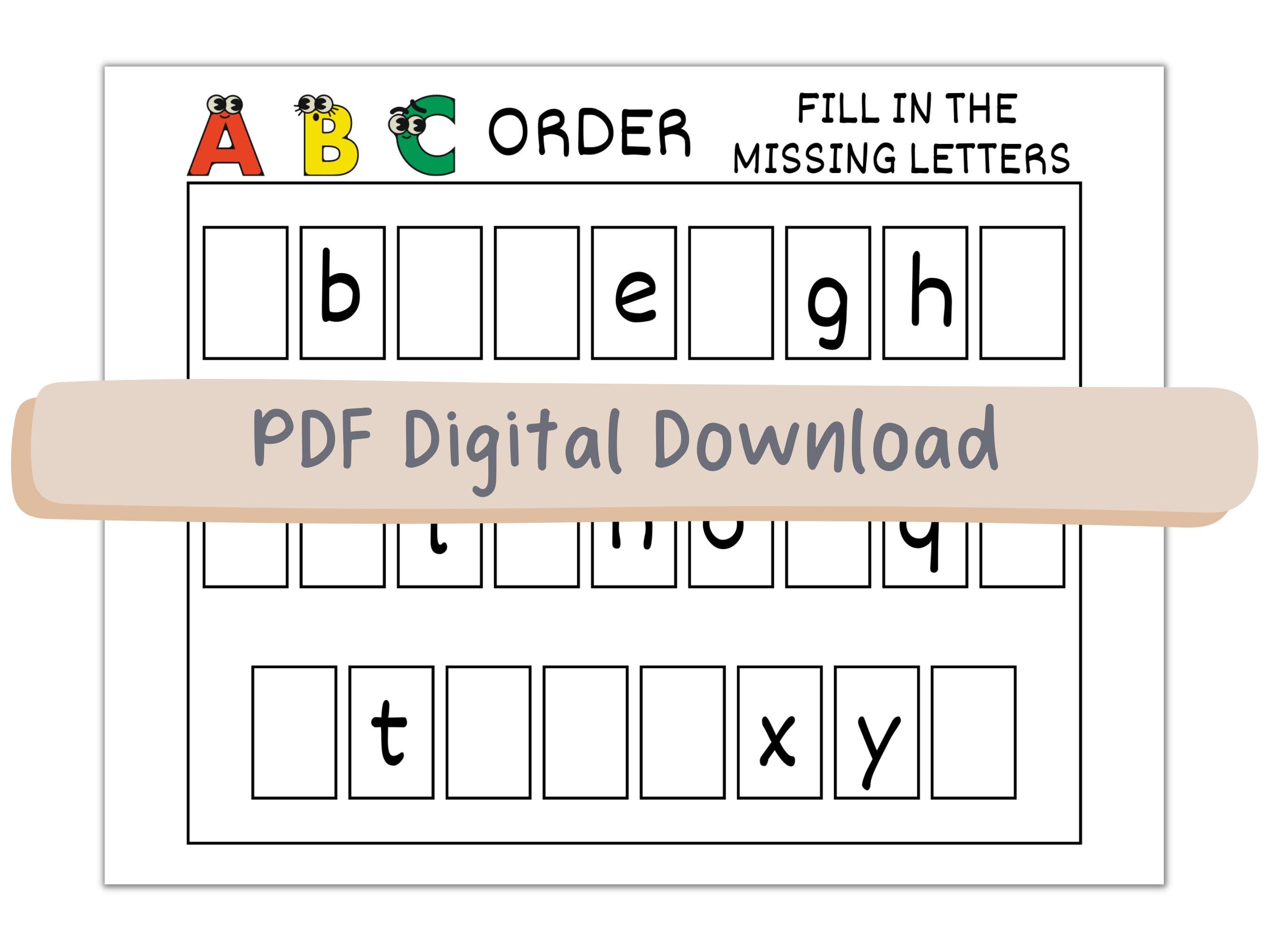 ABC Order, ABC Fill In, Montessori Printable, Homeschool Printable ...