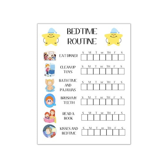 Kids Bedtime Routine Chart Kids Bedtime Checklist Children | Etsy