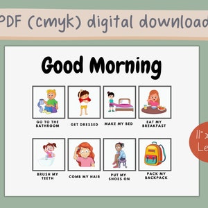 Morning Routine Chart, Bedtime Routine, Visual Schedule, Printable ...