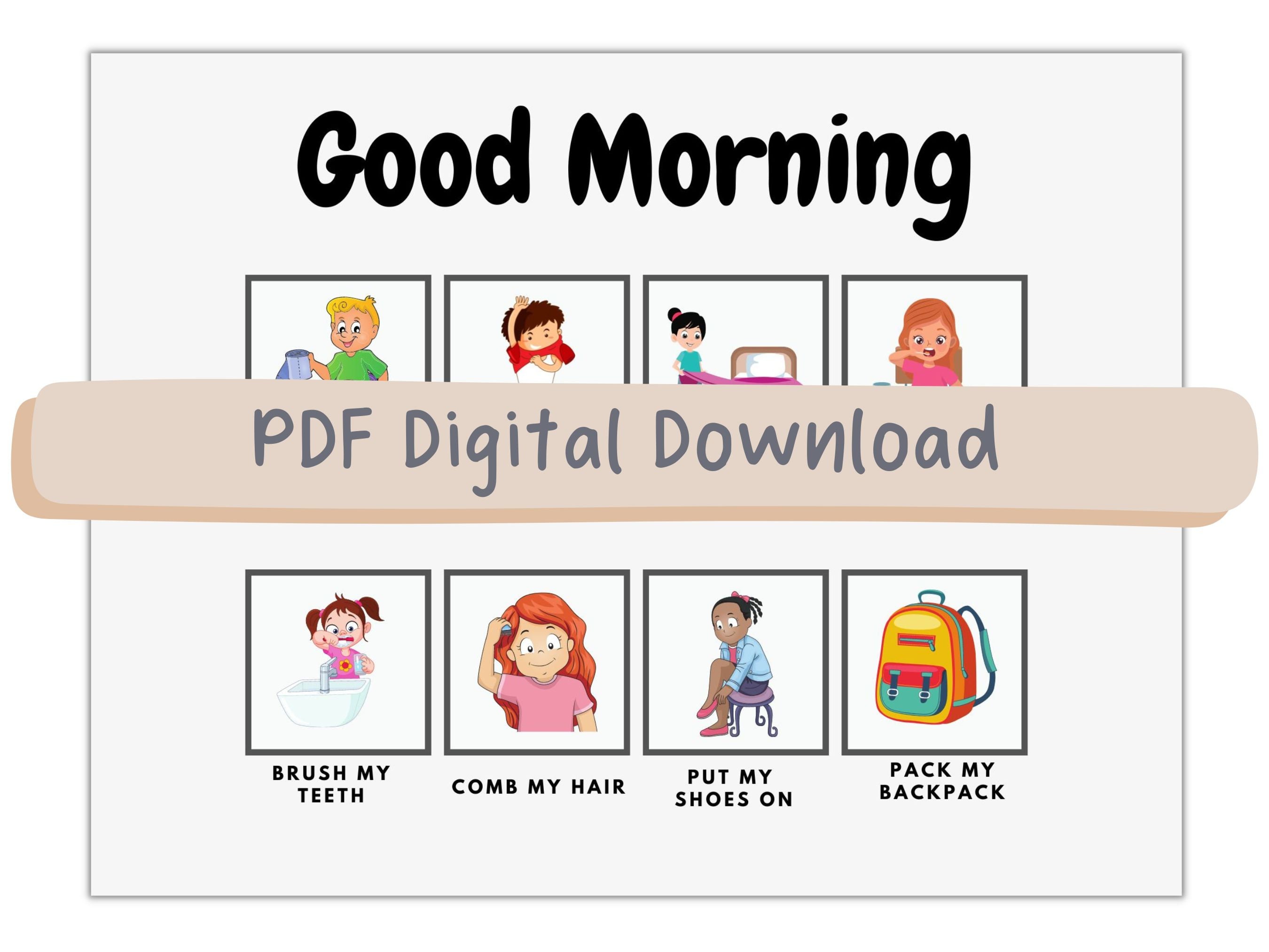 Morning Routine Chart, Bedtime Routine, Visual Schedule, Printable ...