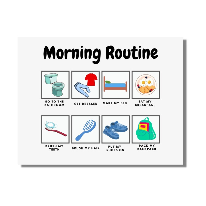 Morning Routine Chart, Bedtime Routine, Visual Schedule, Printable ...