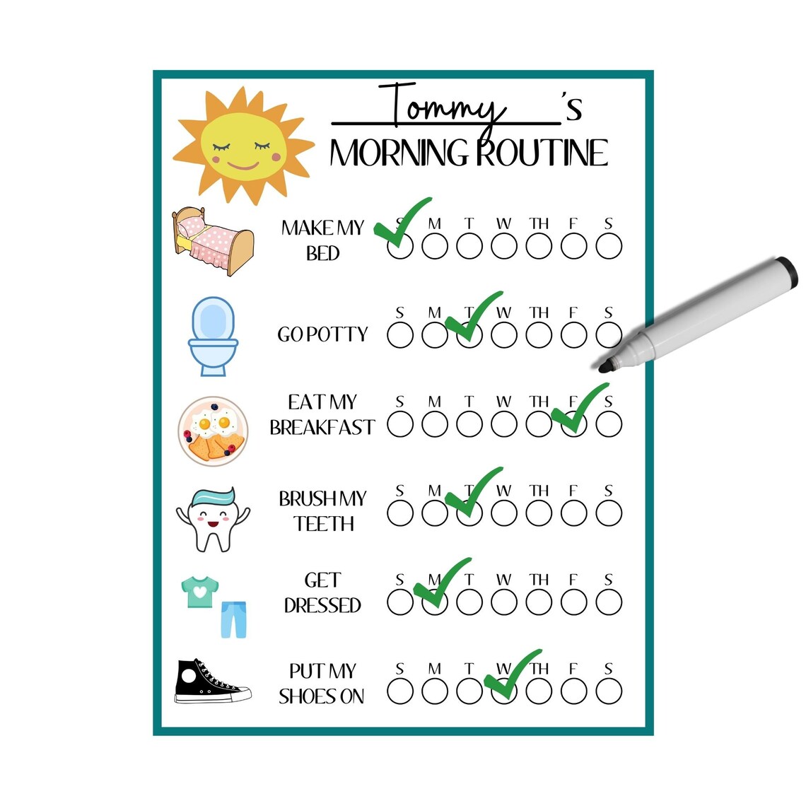 Good Morning Chart, Children's Job Poster, Daily Task List, Morning ...