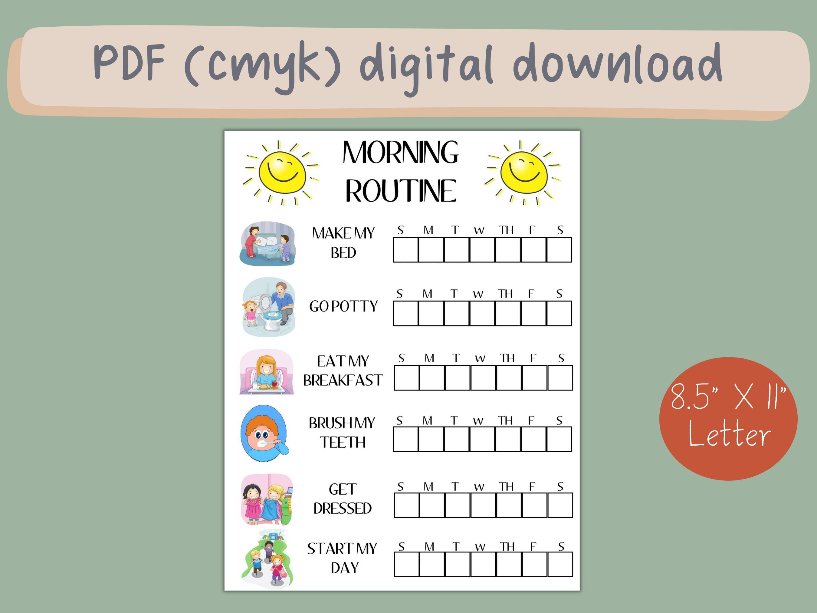 Good Morning Chore List, Children's Job Poster, Daily Task List ...