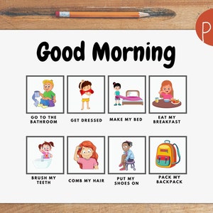 Morning Routine Chart, Bedtime Routine, Visual Schedule, Printable ...