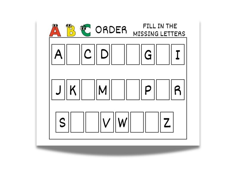ABC Order, ABC Fill In, Montessori Printable, Homeschool Printable ...