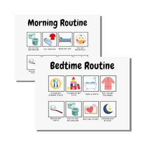 Morning Routine Chart, Bedtime Routine, Visual Schedule, Printable ...