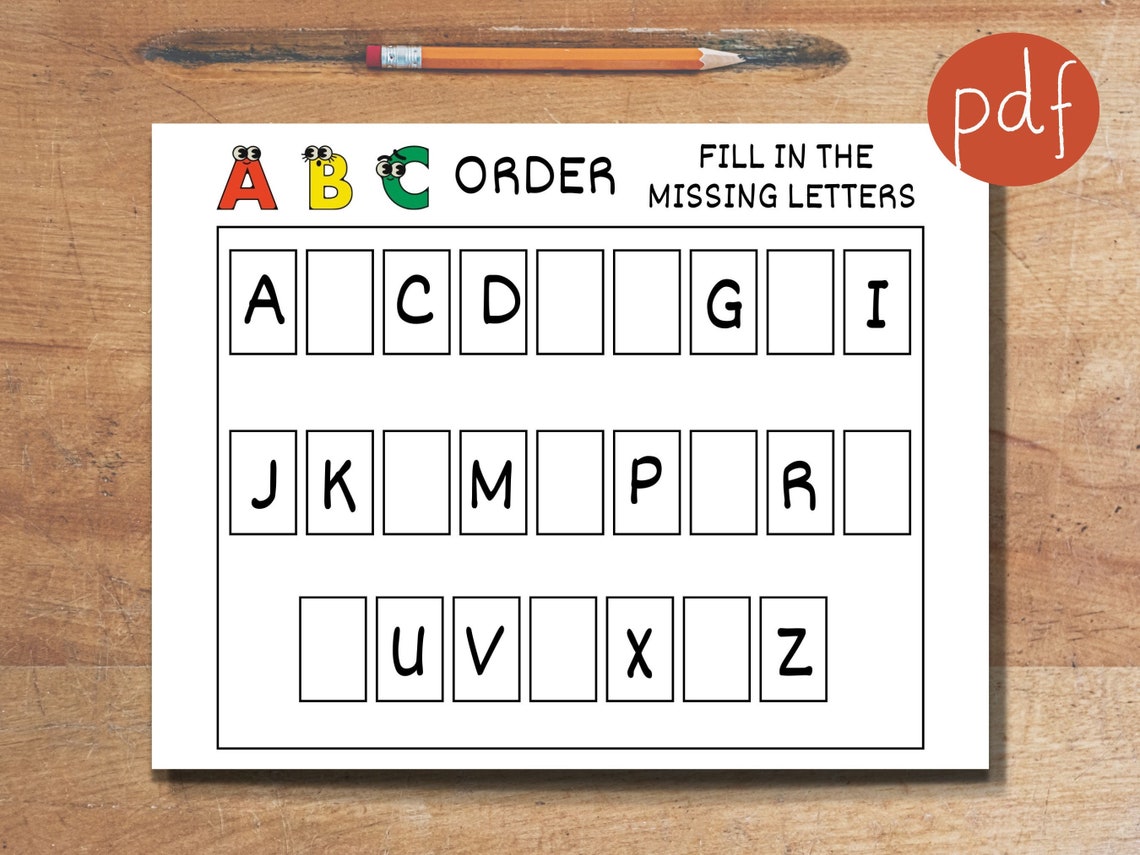 ABC Order, ABC Fill In, Montessori Printable, Homeschool Printable ...