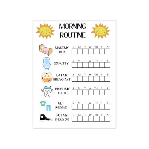 Kids Chore/ Routine Chart: Morning and Evening - Etsy