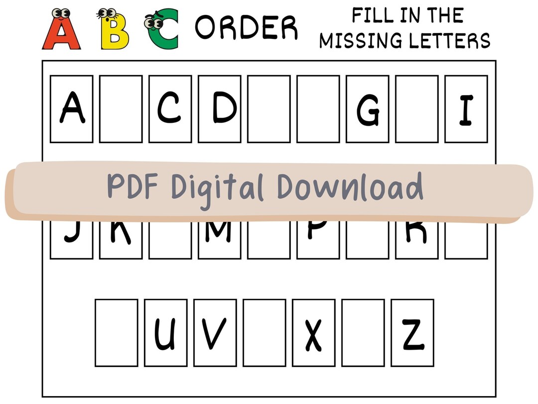 ABC Order, ABC Fill In, Montessori Printable, Homeschool Printable ...