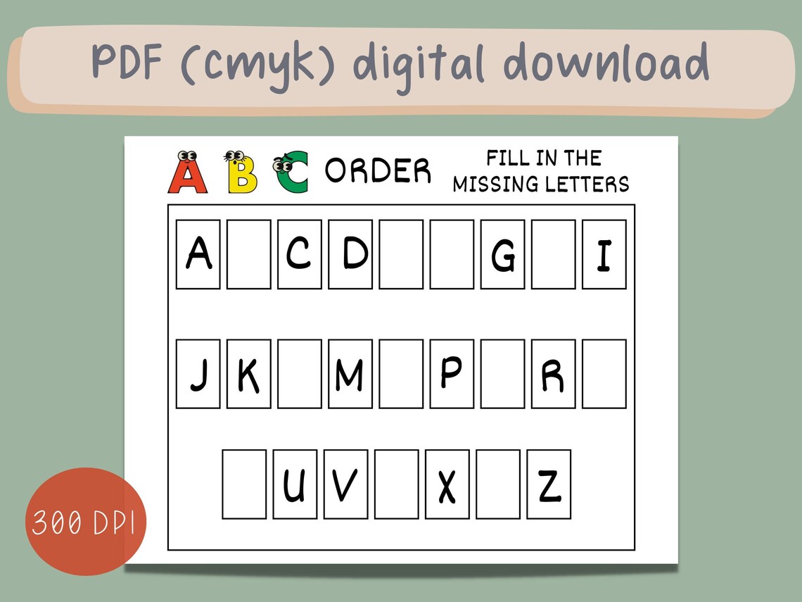 ABC Order, ABC Fill In, Montessori Printable, Homeschool Printable ...